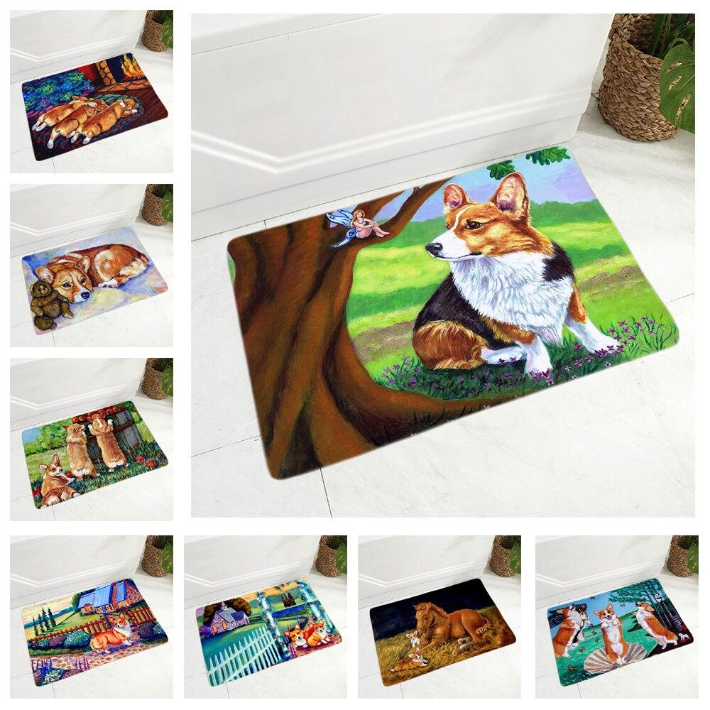 Buy Welsh Corgi Pembroke Dog Non-Slip Soft Flannel Carpet Decor Oil ...