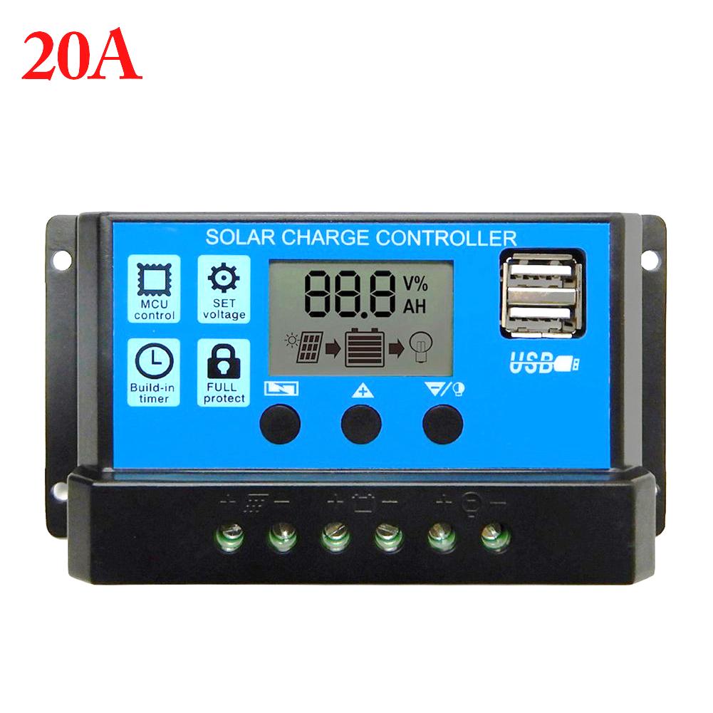 Buy 60A/50A/40A/30A/20A/10A 12V 24V Auto Solar Charge Controller PWM Controllers LCD Dual USB 5V ...