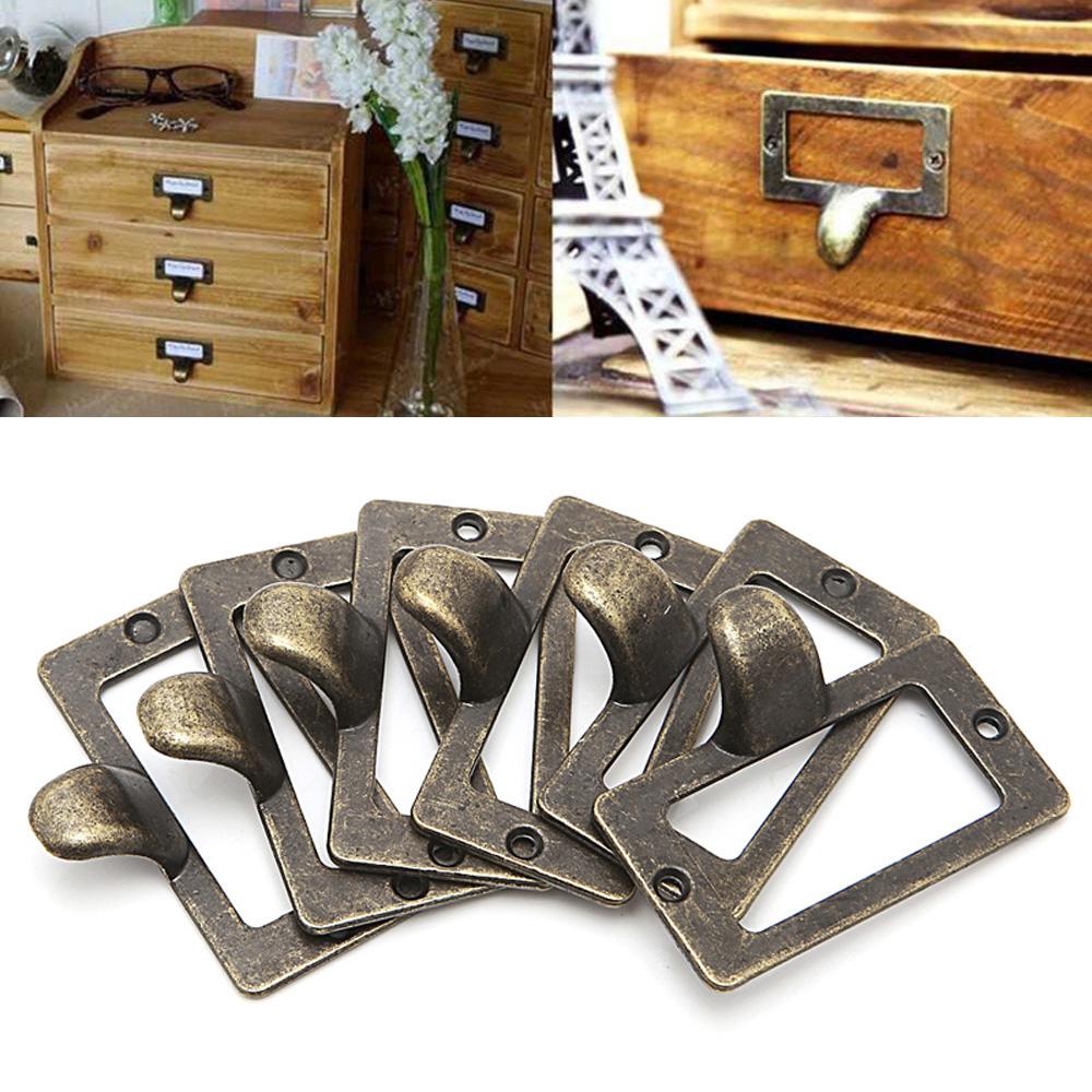 Buy Antique Brass Drawer Label Tag Pull Cabinet Frame Handle File Name ...