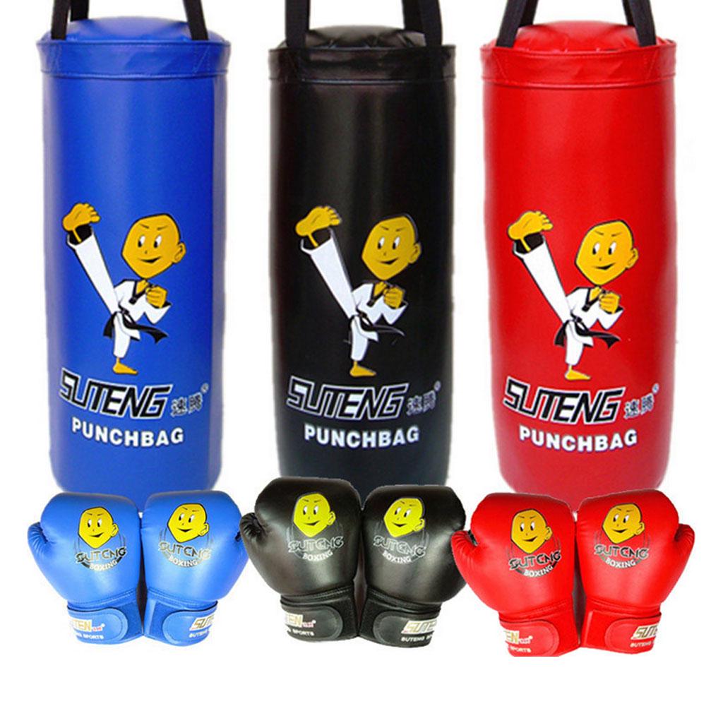 Buy Youth Kids Boxing Set Kit Training Bag Punching Gloves Heavy Empty ...