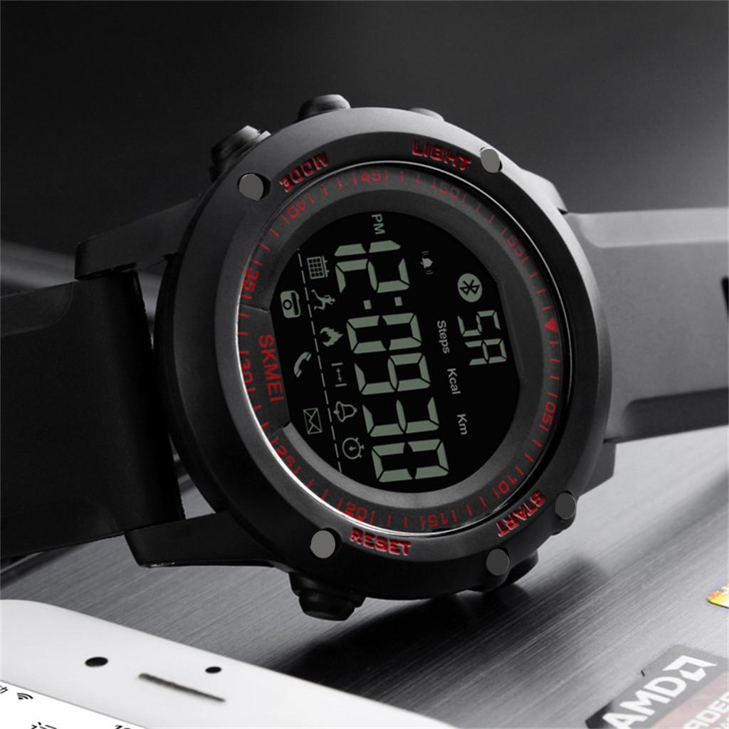 Buy SKMEI Mens All Black Military Style Smart Watch Functions Activity ...