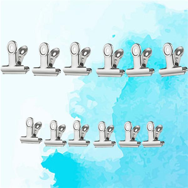 Buy 12pcs Grip Clips Silver Paper Binder Metal Stainless Steel Notes ...