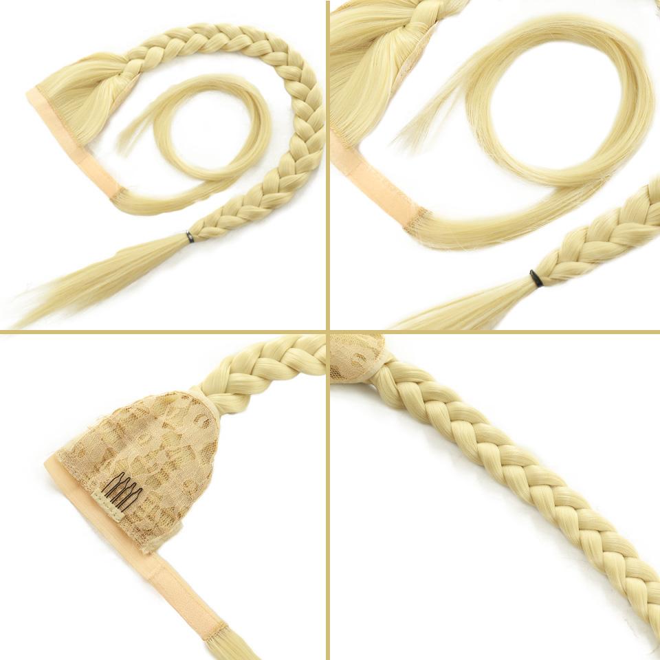 Buy 75CM Synthetic Hand Braided Ponytail Wrap Around Long Straight ...