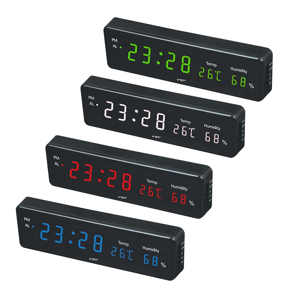 Buy Led Digital Alarm Clock Temperature Humidity Display Wall Red at ...
