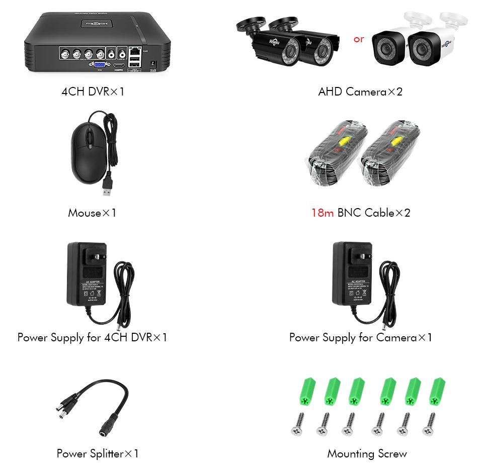 Buy 4CH DVR CCTV System 2PCS Cameras 2CH 1.0 MP IR Outdoor Security ...