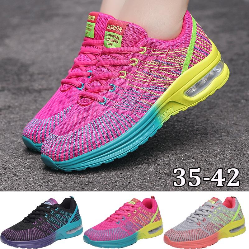 Buy Spring Flying Woven Sports Shoes Women Breathable Mesh Air Cushion Shoes Casual Running ...