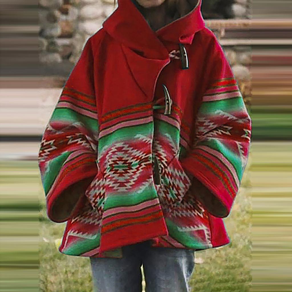 Buy Womens Casual Retro Printed Long Sleeve Hooded Jacket Coat Claw ...