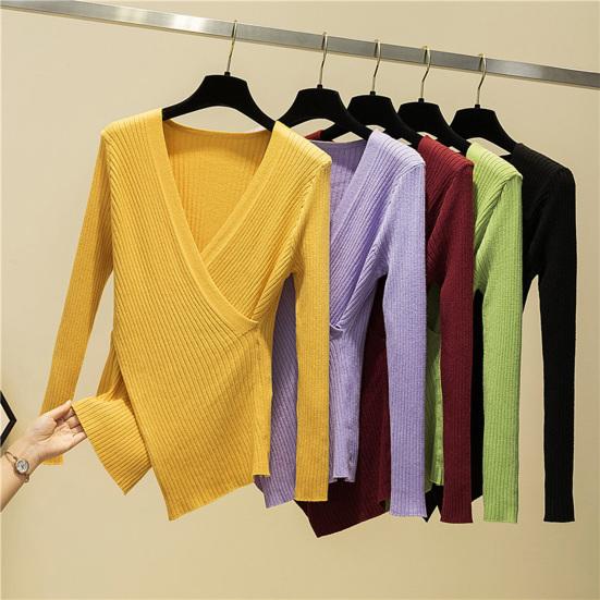 Buy Slim Fit Winter Sweater Trendy Elastic Coldproof Fall Solid Color ...