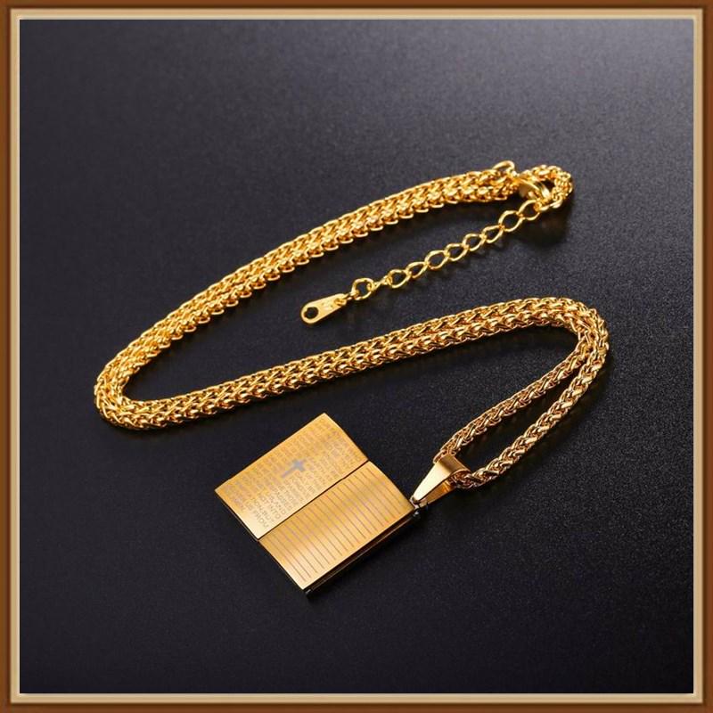 Buy Catholicism Rope Chain Stainless Steel Holy Bible Pendant Necklace ...