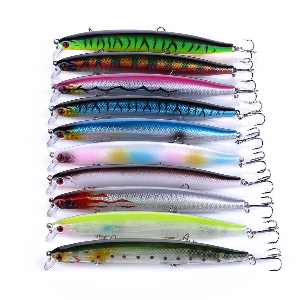 HENGJIA 10pcs Minnow Fishing Kit Lure 13.5CM/18.5G Bionic Bass Pike ...