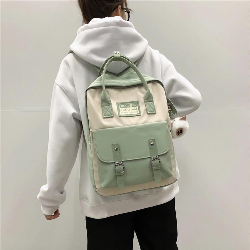 Cheap Nylon Waterproof Preppy Style Women's Backpack Candy Color School Bag for Teenagers Girls ...