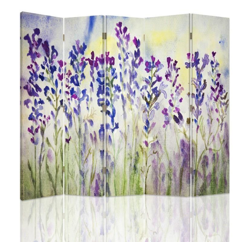 Buy Room Divider, Decorative Screen, 5 Panels, Double-Sided, Canvas ...