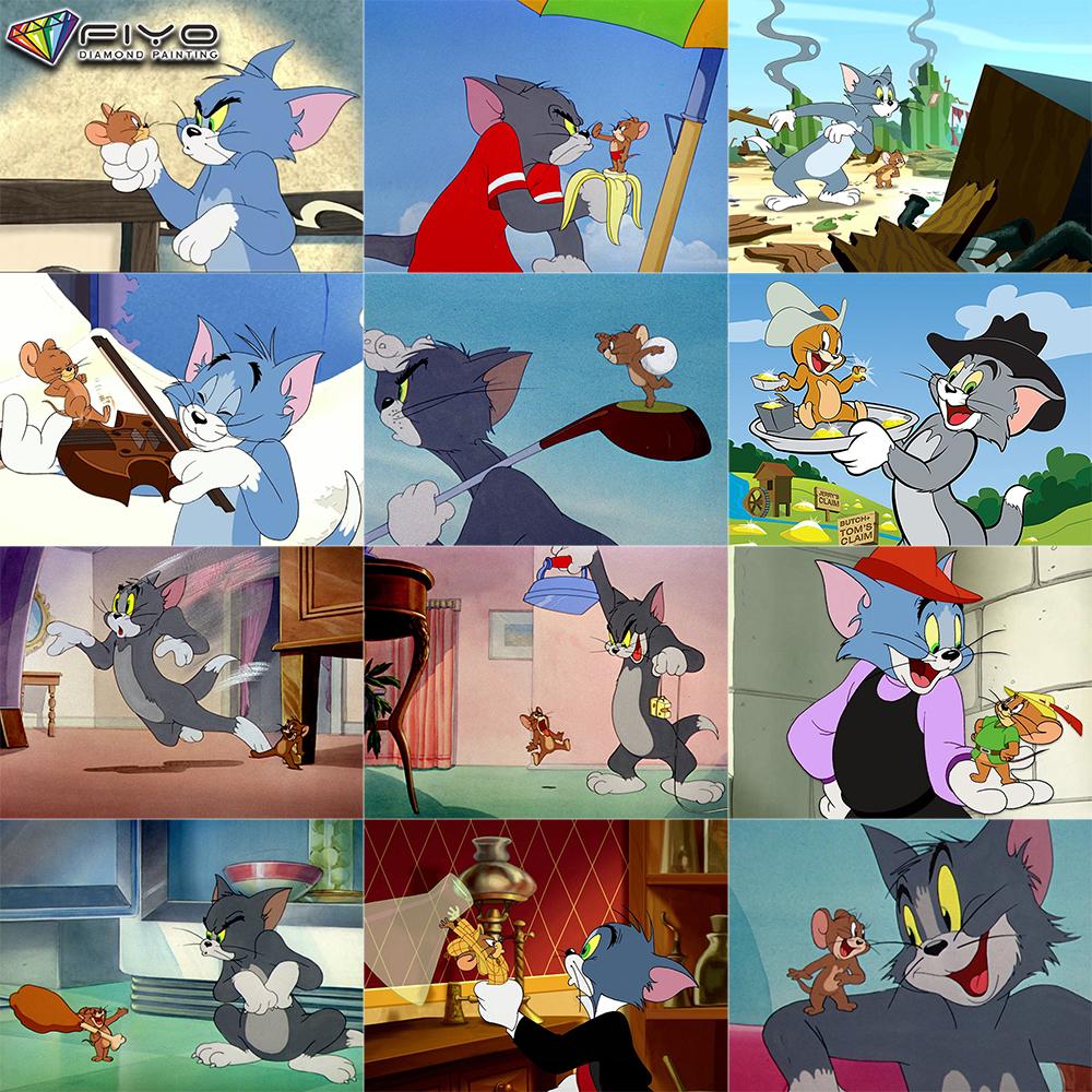 Buy 5D DIY Diamond Embroidery Tom and Jerry Diamond Painting Mosaic ...