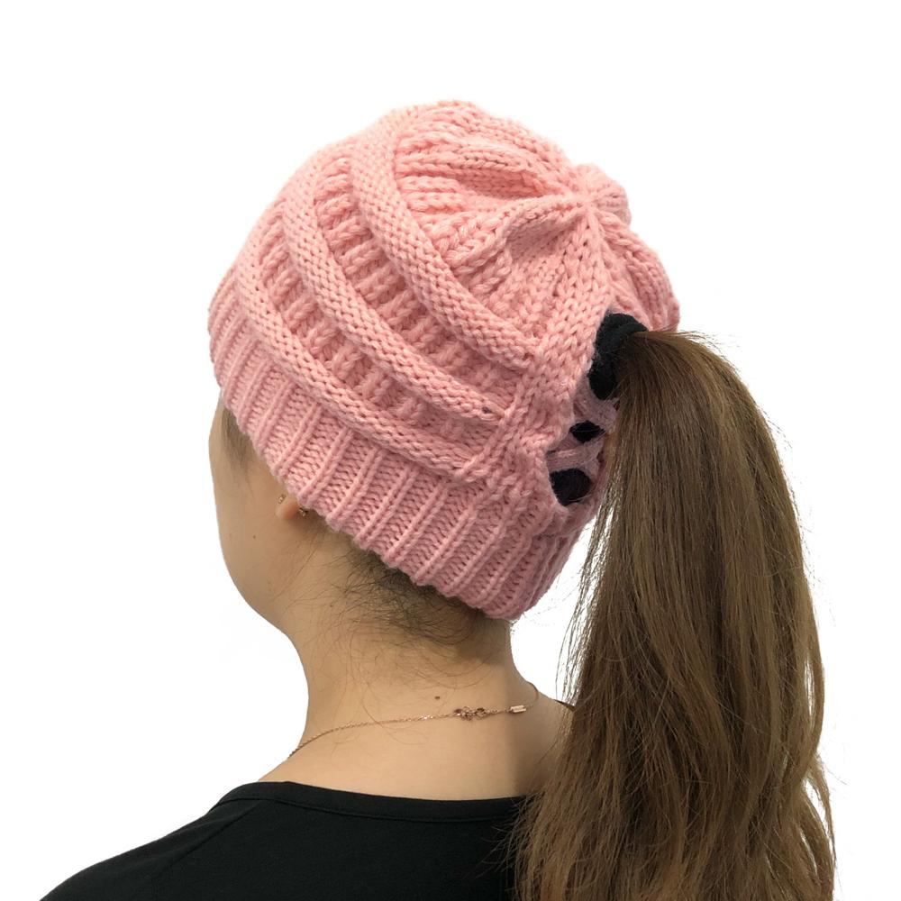 Buy Winter Autumn Cross Knit For Women Adjustable Warm Knitted Hat Wool ...