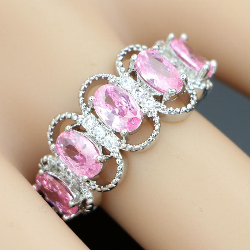 Buy Pink Cubic Zirconia Ring For Women Romantic Gift For Girls at ...