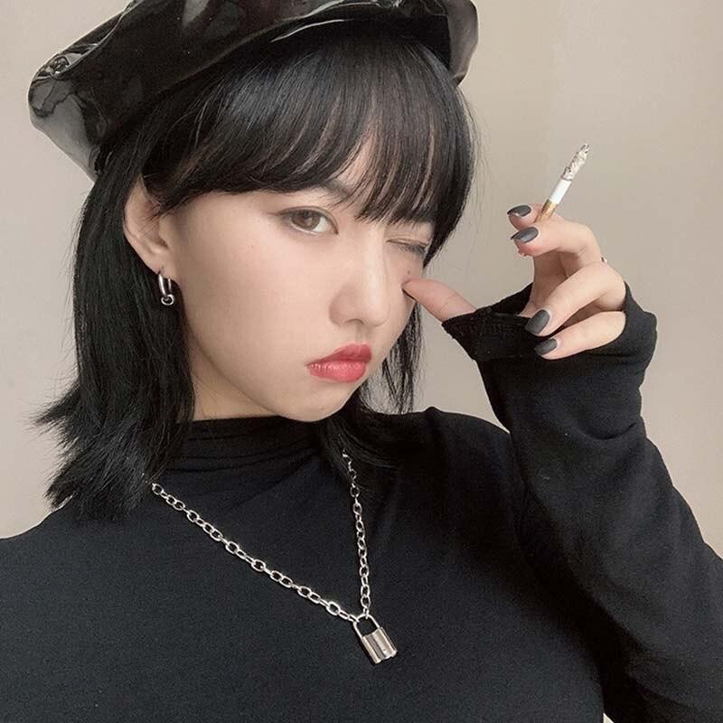 Buy Punk Chain With Lock Necklace For Women Men Pendant Necklaces Hip ...