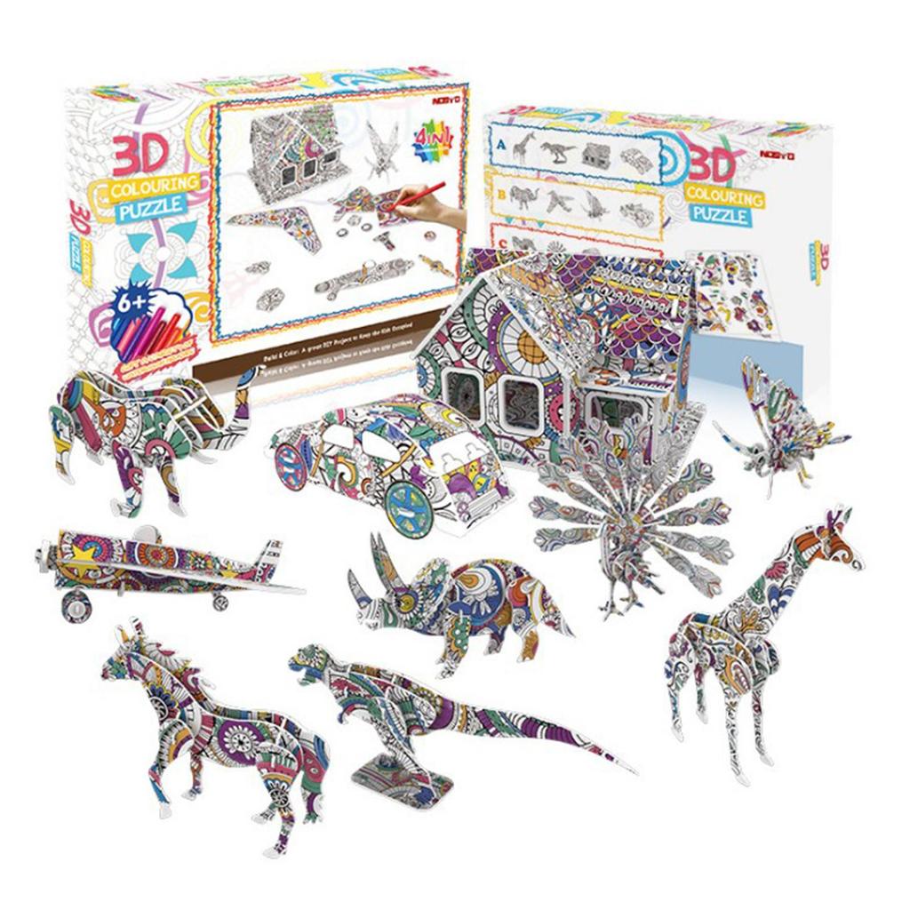 3D Coloring Painting Puzzle Set Art and Craft Kit for Kids uygun ...