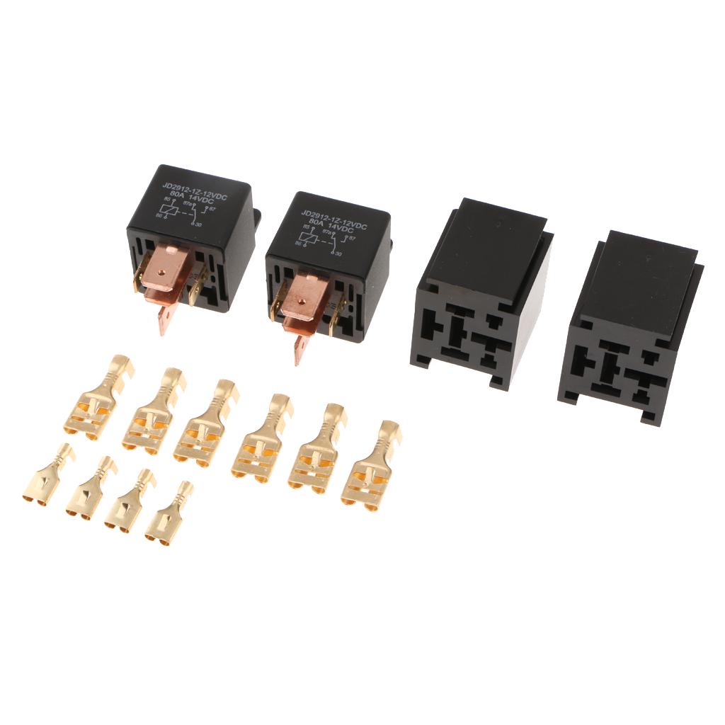 2 Pieces JD2912 Automotive Car 12V 80A 5 Pin SPDT Starter Relay with ...