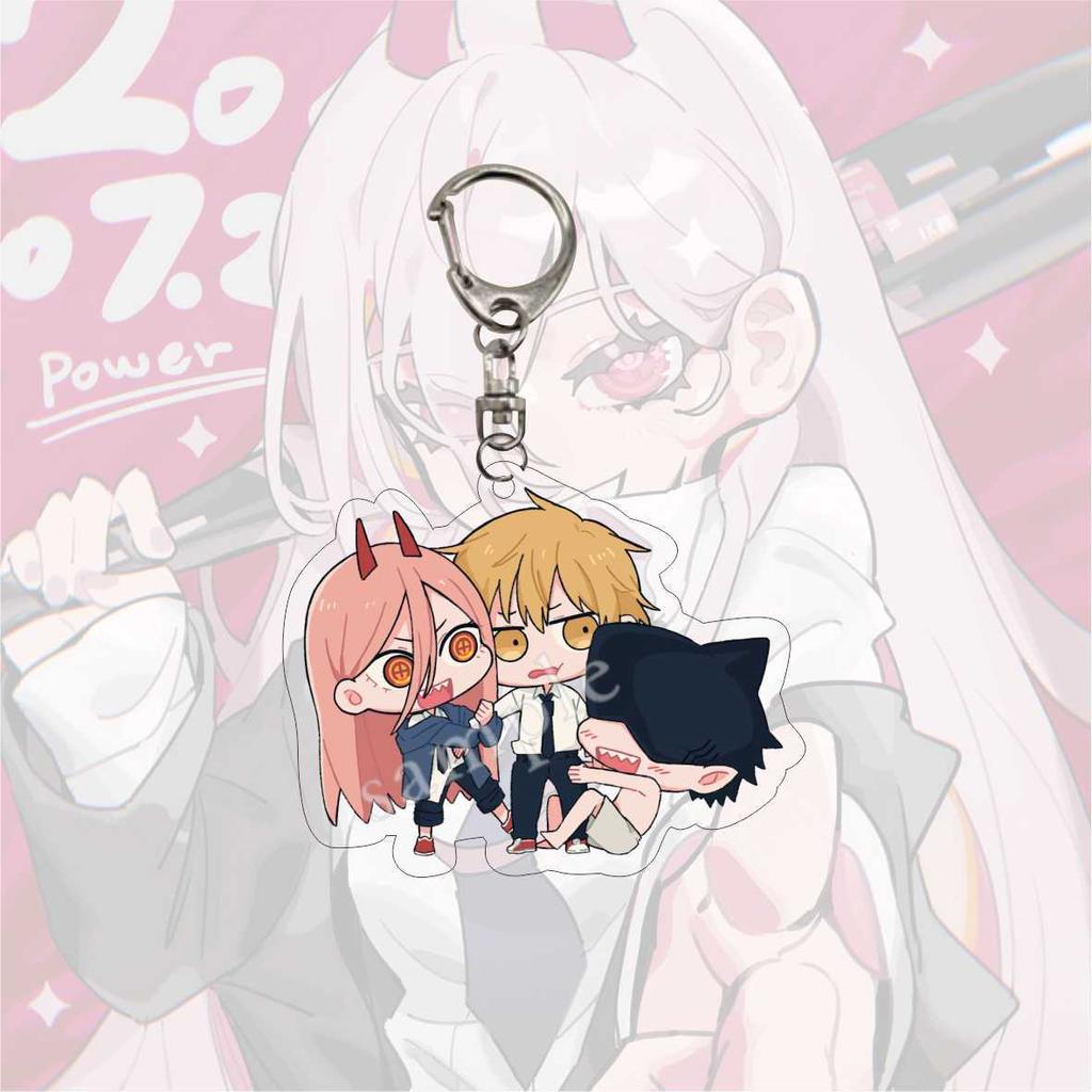 Buy Kawaii Figures Anime Chainsaw Man Keychain Pochita Power Makima ...