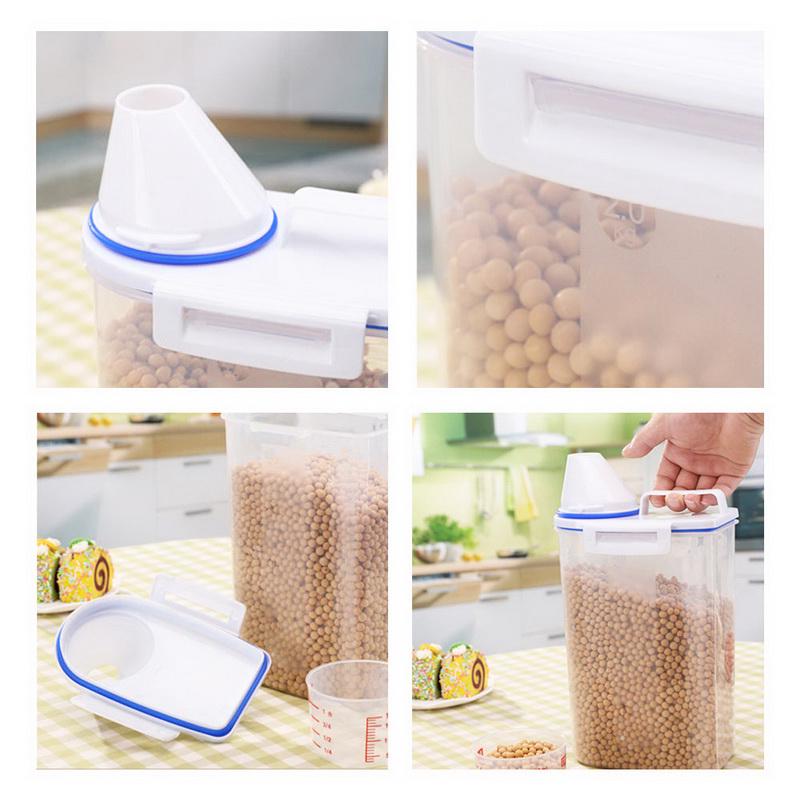 2L Cereal Plastic Transparent Dispenser Storage Box Kitchen Food Grain ...
