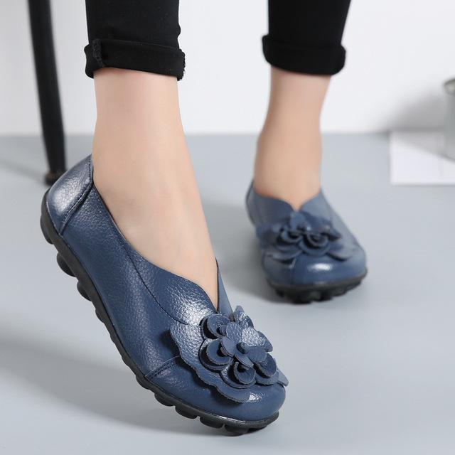 Buy Spring Summer Women Shoes Loafers Flowers Slip-on Genuine ...