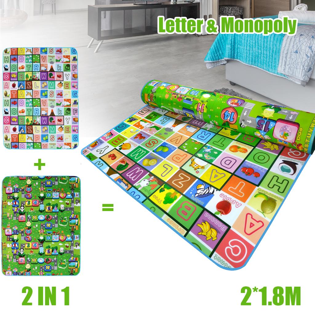 Baby Play Mat Crawling Mat Double Surface Baby Carpet Rug Letter ...