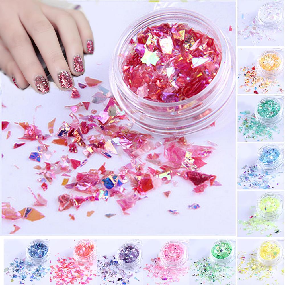 1 Box Irregular Paillette Glitter Flakes Nail Flakies Fluorescent Nail ...