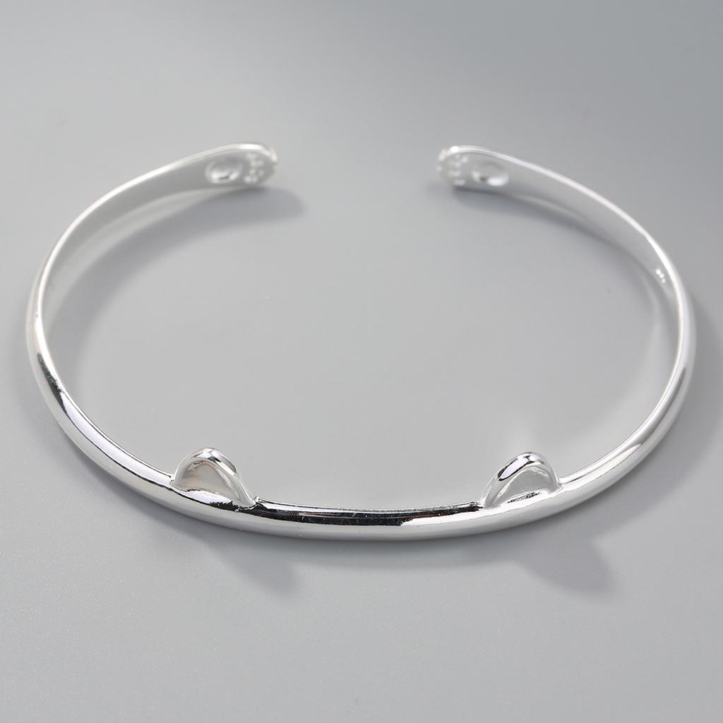 Silver Lovely Cat Bangle for Women Charm Unique Bracelet Jewelry uygun ...