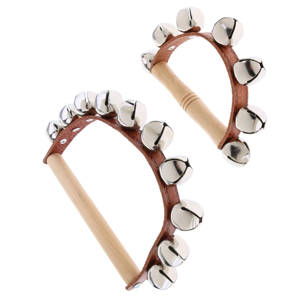 Buy Wooden Handle Bell Shaker Sleigh Bells with Strap Shaking ...