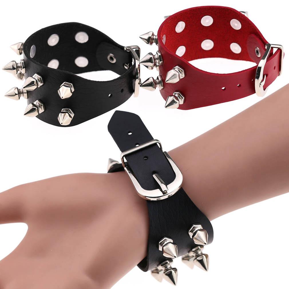 Buy Exaggerated Punk Non-mainstream PU Leather Bracelet Taper Pointed ...