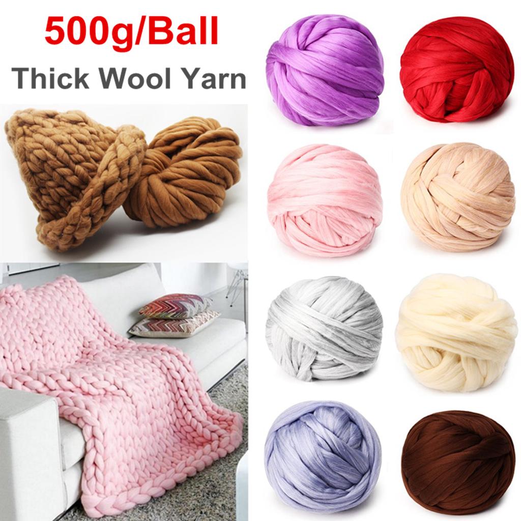 500g 8cm Super Thick Bulky Wool Yarn Soft Warm Chunky Hand Knitting Hat ...