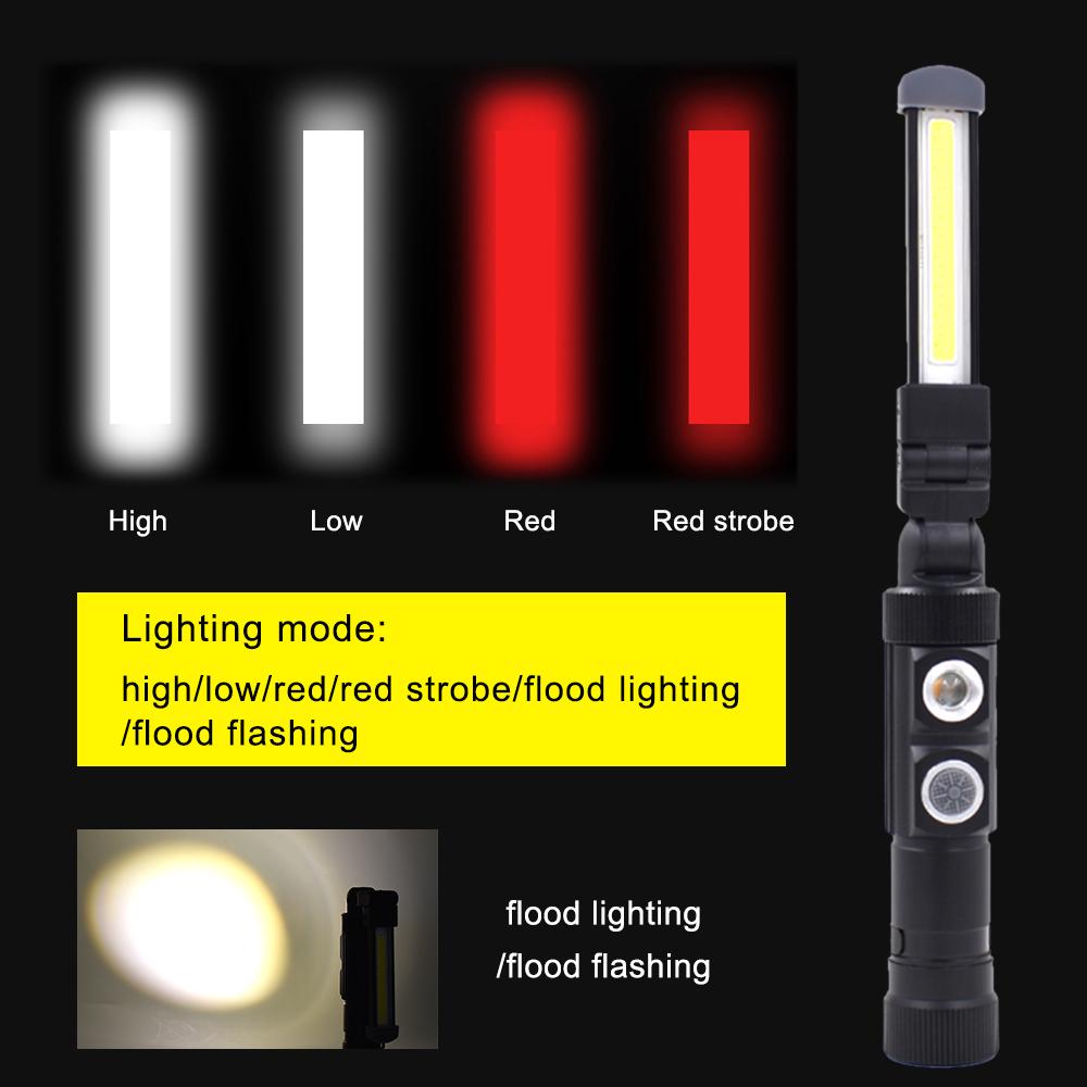 Buy Portable USB Rechargeable COB LEDs Flashlight 6 Modes Foldable ...