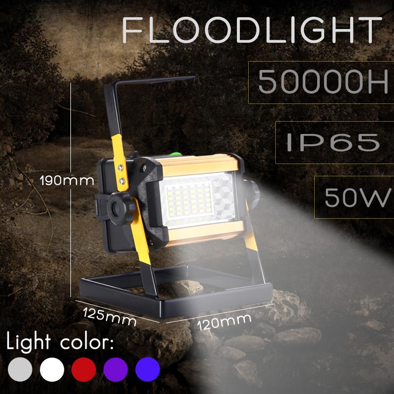 Buy Flood Light 50W 36-LED Portable Rechargeable Work Camping Outdoor ...