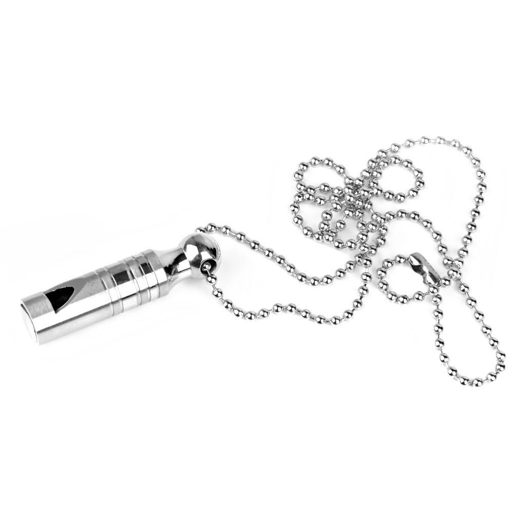 Buy Stainless Steel Whistle Necklace Charm Pendant Beads Chain Silver ...