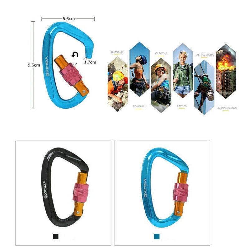 Buy Rock Carabiner Screw Locking Aluminum Steel Outdoor Climbing D ...