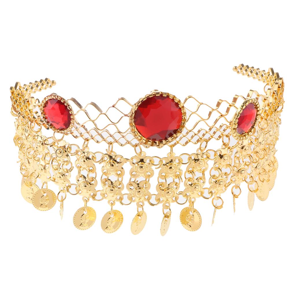 Buy Indian Belly Dance Headpieces Headdress Coins Crystal Rhinestone ...