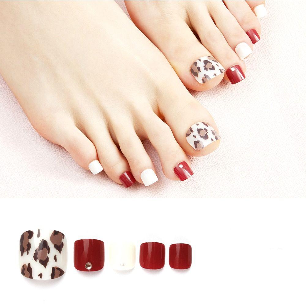 Satın alın 24Pcs Nail Tips Manicure Detachable Leopard Pattern Fake ...