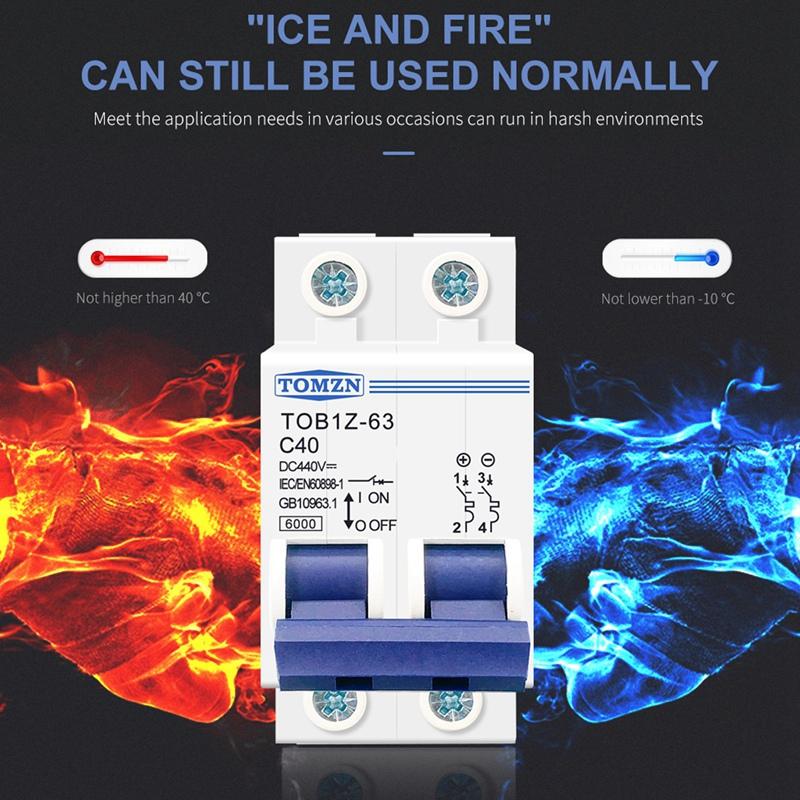 Buy TOMZN 2P DC MCB 6KA 440V Mini Circuit Breaker for Overload and Short Circuit Protection, 63A ...