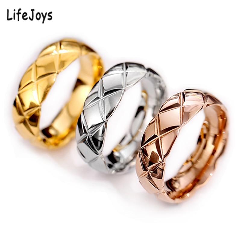 Buy Stainless Steel Rhombus Grid Ring Pattern X Coco Wavy Ring ...