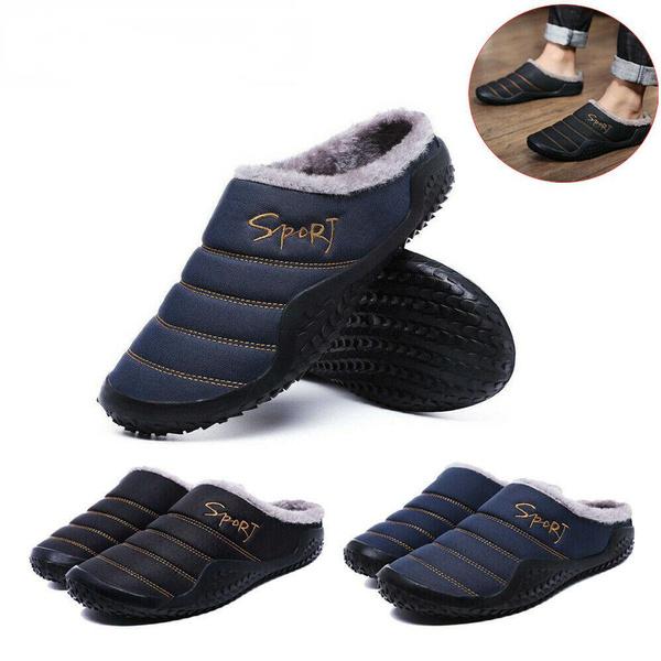 Buy Winter Mens Warm Slippers Indoor house shoes Waterproof Non-slip ...