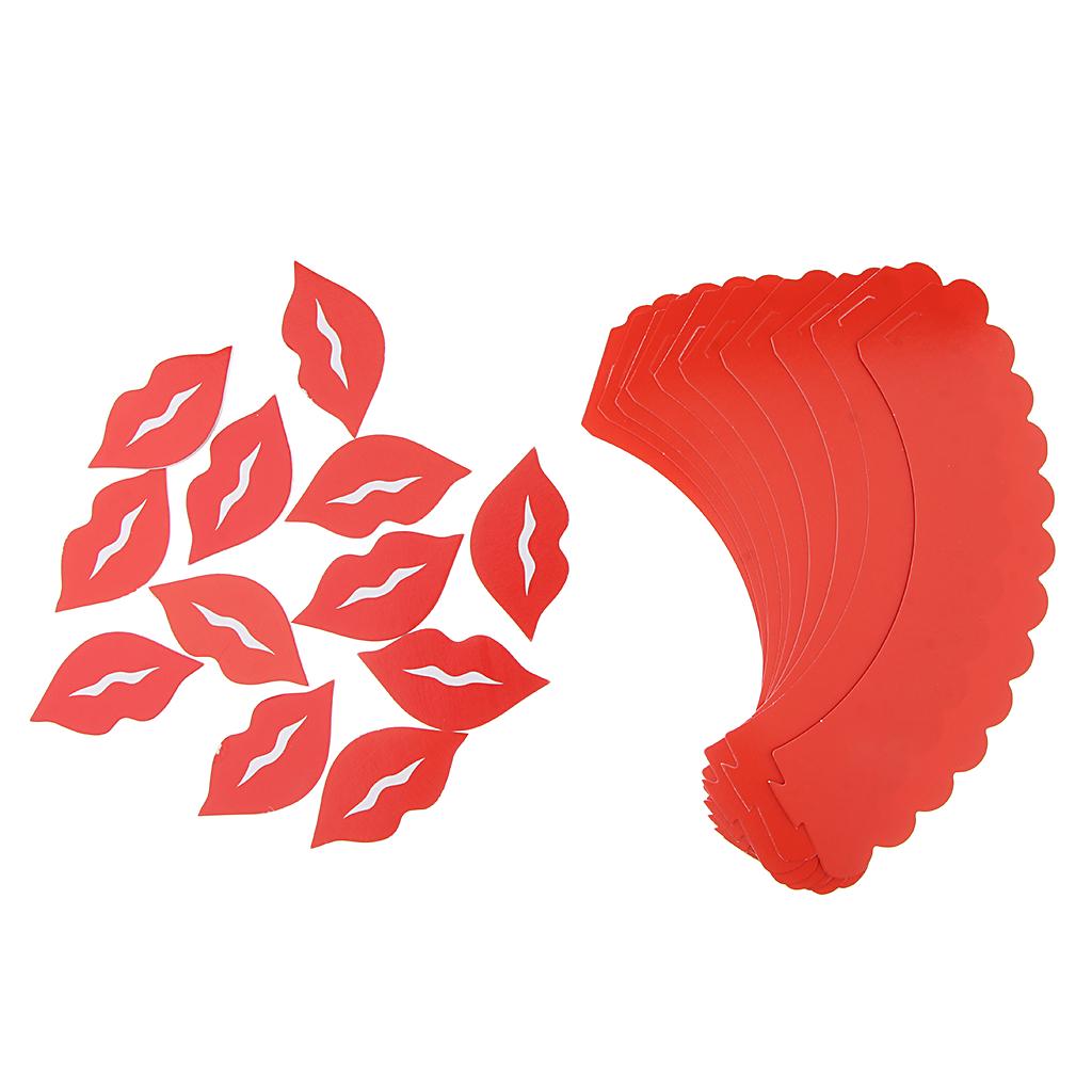 Buy 12 Sets Red Lips Cupcake Topper and Wrapper Decor Cake Bakery ...