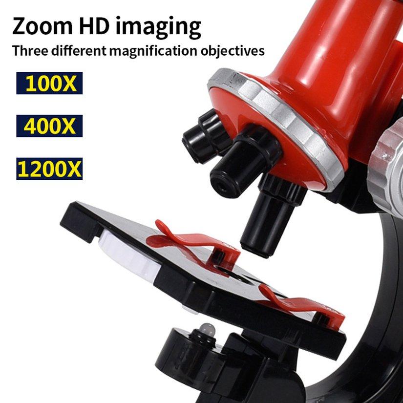 Buy Amber Baby Kids Microscope Kit Science Lab LED 100-1200X Biological ...