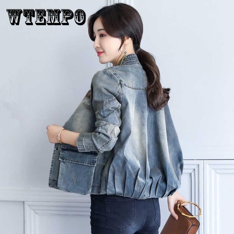 Buy 2019 Denim Jacket Blue Bomber Short Jeans Jacket Casual Ripped ...