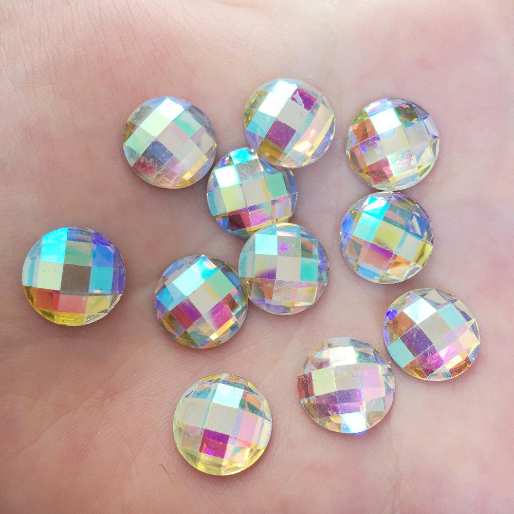 Buy 100pcs Bling AB Resin 10mm Round Gem Flatback Rhinestone Ornaments ...