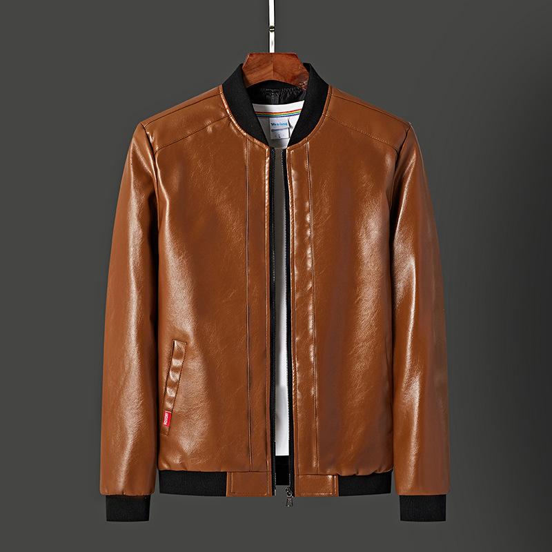 Buy Spring And Autumn Thin Men 'S Baseball Collar Pu Leather Jacket at ...