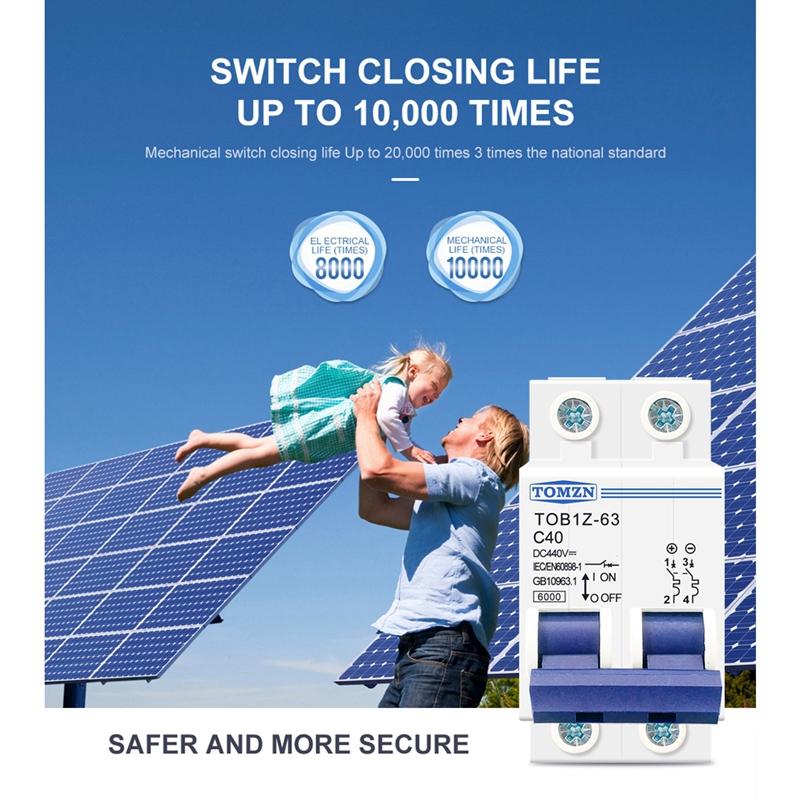 Buy TOMZN 2P DC MCB 6KA 440V Mini Circuit Breaker for Overload and Short Circuit Protection, 63A ...