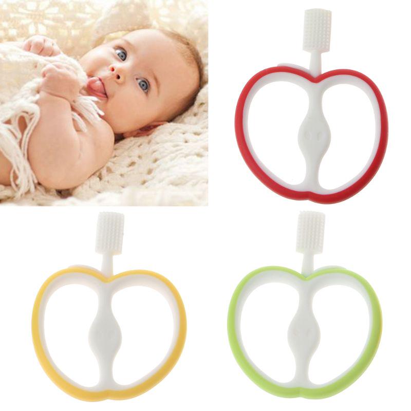 Buy Baby Silicone Training Toothbrush BPA Free Apple Shape Toddle ...