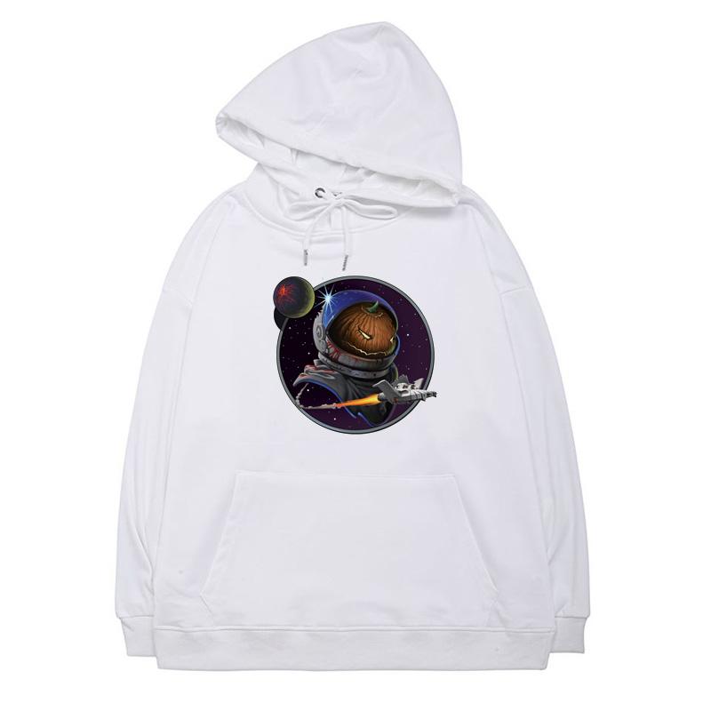Buy Autumn Astro Jack Print Unisex White Hoodies Drawstring Pocket ...