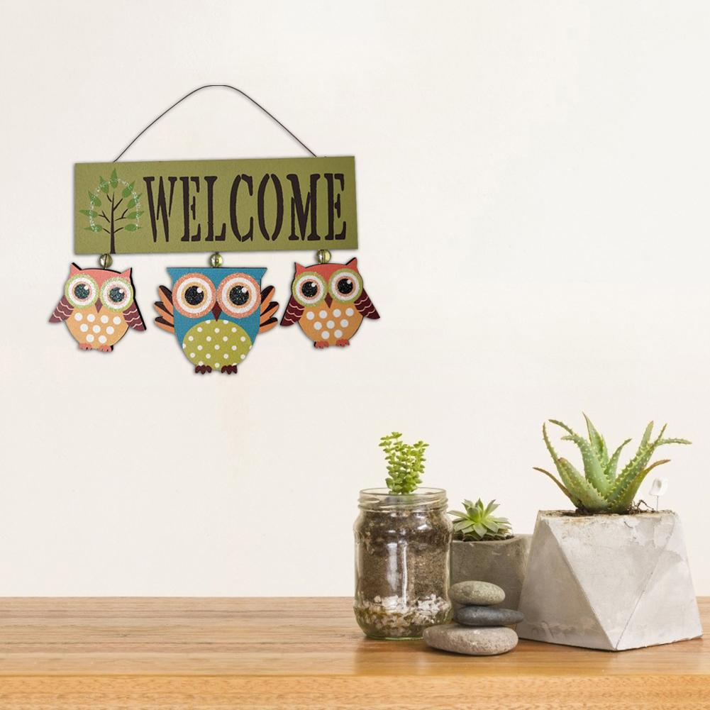 Buy Wooden Welcome Owl Door Sign Pendant Front Porch Hanging Home Wall ...