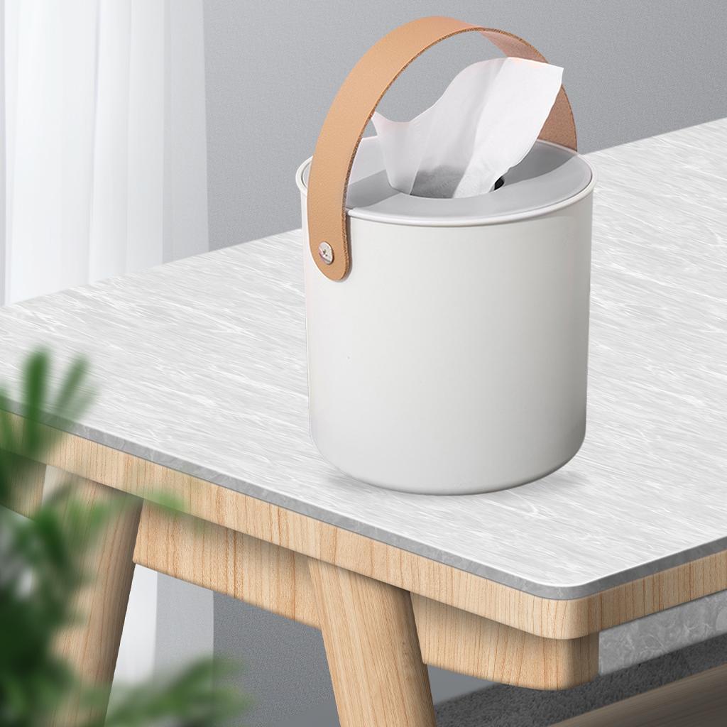 Tissue Box with Leather Handle Creative for Bedroom Kitchen Round uygun ...